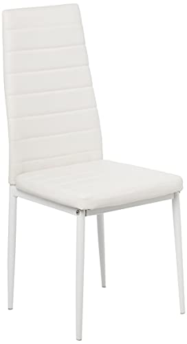 IDS Online Modern Faux Leather with Metal Legs High Back Padded Seat Chair for Kitchen, Dining Living Room, Restaurant, Single, White