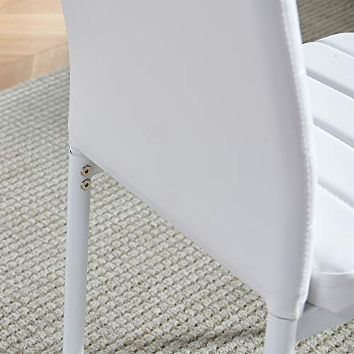 IDS Online Modern Faux Leather with Metal Legs High Back Padded Seat Chair for Kitchen, Dining Living Room, Restaurant, Single, White