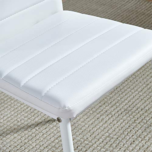 IDS Online Modern Faux Leather with Metal Legs High Back Padded Seat Chair for Kitchen, Dining Living Room, Restaurant, Single, White