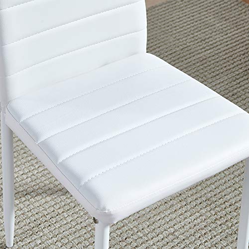 IDS Online Modern Faux Leather with Metal Legs High Back Padded Seat Chair for Kitchen, Dining Living Room, Restaurant, Single, White