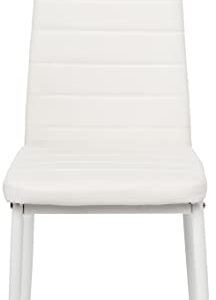 IDS Online Modern Faux Leather with Metal Legs High Back Padded Seat Chair for Kitchen, Dining Living Room, Restaurant, Single, White