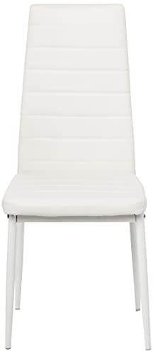 IDS Online Modern Faux Leather with Metal Legs High Back Padded Seat Chair for Kitchen, Dining Living Room, Restaurant, Single, White