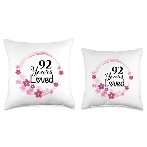 92nd Birthday Gifts Idea Loved Funny 92 Years Old Men Women 92nd Birthday Throw Pillow, 18x18, Multicolor