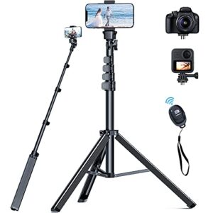 nexboom phone tripod - 66" [stable & portable] phone tripod stand with remote, travel tripod compatible with iphone 14 pro max 13 12,samsung s22/ camera/gopro/video recording