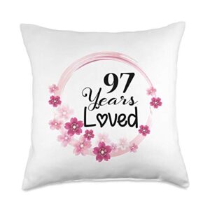 97th birthday gifts idea loved funny 97 years old men women 97th birthday throw pillow, 18x18, multicolor