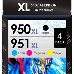 INKjetsclub Compatible for HP 950XL / 951 XL (4 Pack) Ink Cartridges. Works with OfficeJet 8600, OfficeJet Pro 251dw, 276dw, 8100, 8610, 8620, 8625, 8630 Printers.