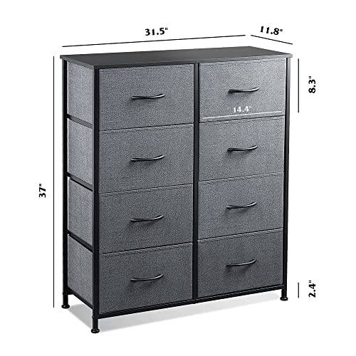 WLIVE 2 Drawer Nigjtstand, 5 Drawer Dresser and 8 Drawer Dresser Set, Storage Tower, Organizer Unit for Bedroom, Hallway, Entryway, Closets