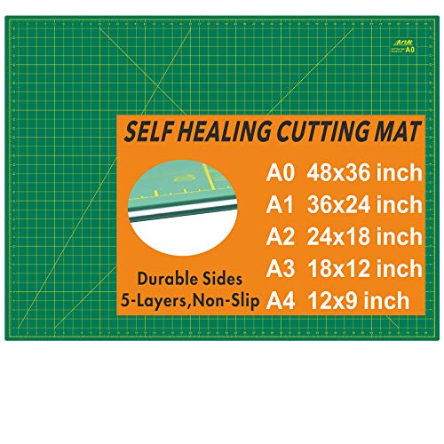 ArtAt Self Healing Cutting Mat: 48″x 36″ Green Double Sided PVC Non-Slip 5 Layers Craft Mat for Maximum Healing - Great for Sewing & Quilting & Scrapbooking and Craft & Art Projects