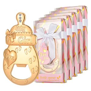 24 pcs baby bottle opener favors baby shower party favors baby girl shower gifts decorations souvenirs for guest (pink, 24)