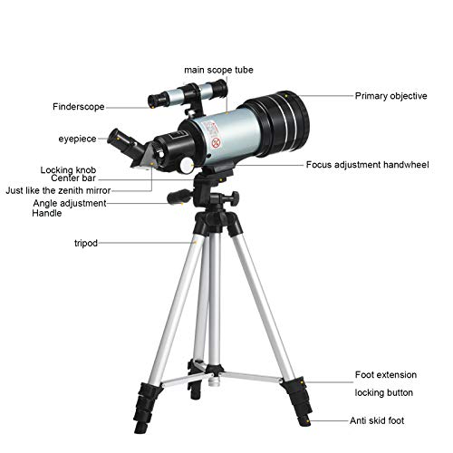 OLOPE Durable Telescope 70mm Aperture 400mm AZ Mount,Astronomical Refractor Telescope Aperture for Kids Adults & Beginners,Fully Multi-Coated Optics,Portable Refractor with Tripod (Silver A)