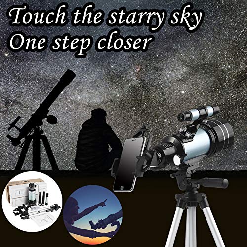 OLOPE Durable Telescope 70mm Aperture 400mm AZ Mount,Astronomical Refractor Telescope Aperture for Kids Adults & Beginners,Fully Multi-Coated Optics,Portable Refractor with Tripod (Silver A)