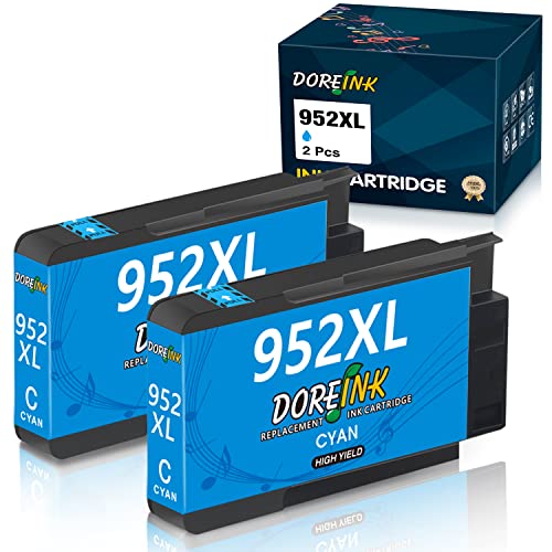 DOREINK Compatible 952XL Cyan Ink Cartridge Replacements for HP 952 XL for Use with OfficeJet Pro 8710 8720 7740 8740 7720 8715 8702 Printer (2 Cyan)