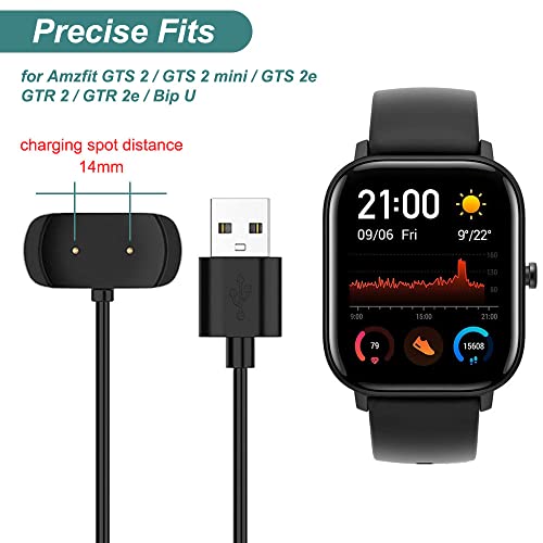 Kissmart Charger Cable for Amazfit GTS 2, GTS 2 Mini, GTS 2e, GTR 2, GTR 2e, GTS 4 Mini, T-Rex Pro, Bip 3, Bip U, Zepp E/Z, USB Charging Cable Dock Cord 3.3ft Smartwatch Accessories