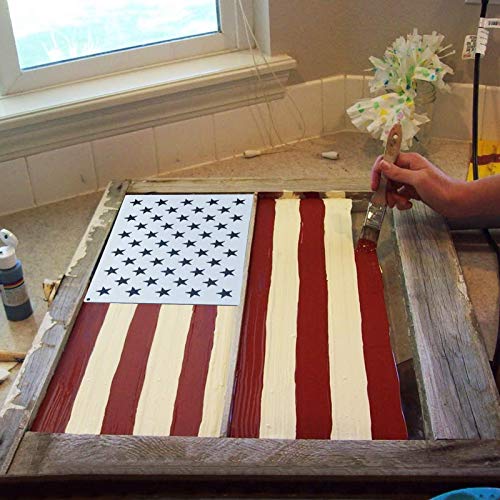 WISYOK 12 Pieces American Flag 50 Star Stencil Templates, 6 Sizes American Flag Templates, Ideal for DIY Crafts Design, Independence Day Project, American Flag Projects