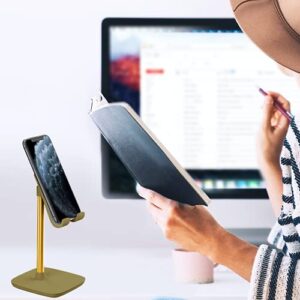 Aduro Elevate Phone & Tablet Holder Stand, Adjustable Height Cell Phone Stand Holder for Desk Compatible with iPhone iPad Galaxy All Phones & Tablets (Gold)