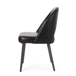 Christopher Knight Home Abbeville Dining Chair, Midnight Black + Gun Metal