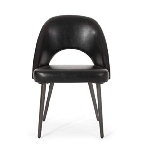 Christopher Knight Home Abbeville Dining Chair, Midnight Black + Gun Metal