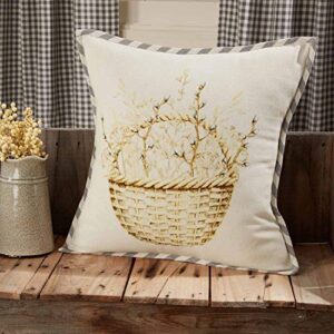 gathering basket throw pillow cover, 20" l x 20" w, garden picking basket, botanical design, boho, farmhouse accent