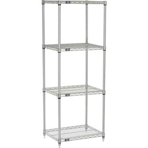 nexel 5 tier silver epoxy wire shelving starter unit, 24" w x 24" d x 74" h