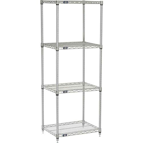 Nexel 5 Tier Silver Epoxy Wire Shelving Starter Unit, 24" W x 24" D x 74" H