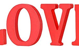 Love Wood Sign Table Decoration Red Freestanding Love Letter Table Centerpiece for Valentine's Day Home Table Decor(Red)