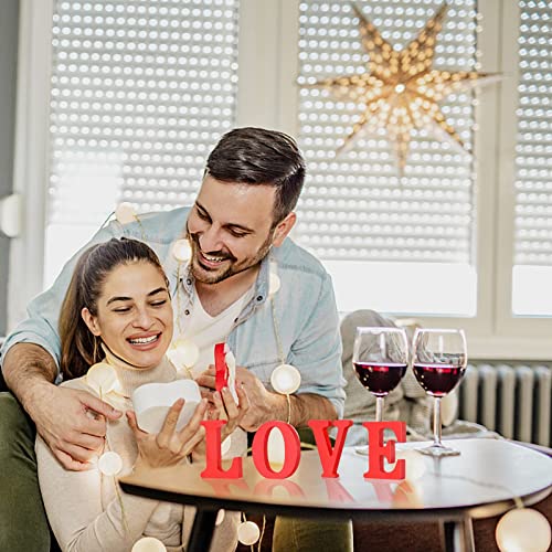 Love Wood Sign Table Decoration Red Freestanding Love Letter Table Centerpiece for Valentine's Day Home Table Decor(Red)