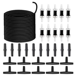 aquariumbasics 31m/101.8 feet black aquarium soft airline tubing hose standard with 10 fish tank check valves,10 pcs “i” and 10 pcs “t” shape aquarium hose connectors