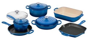 le creuset signature enameled cast-iron cookware set, 10-piece, marseille