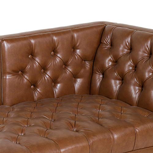 Christopher Knight Home Tignall Sectional, Cognac Brown + Silver