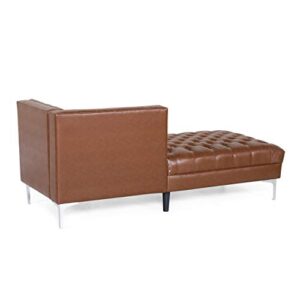 Christopher Knight Home Tignall Sectional, Cognac Brown + Silver