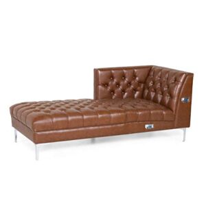 Christopher Knight Home Tignall Sectional, Cognac Brown + Silver