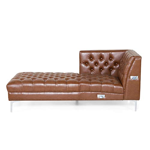 Christopher Knight Home Tignall Sectional, Cognac Brown + Silver