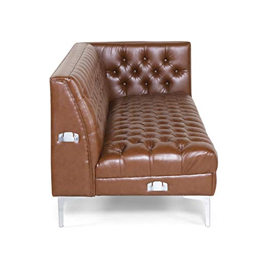 Christopher Knight Home Tignall Sectional, Cognac Brown + Silver