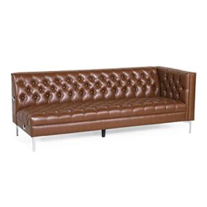 Christopher Knight Home Tignall Sectional, Cognac Brown + Silver