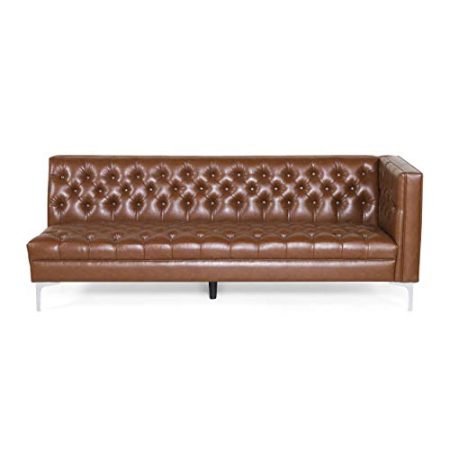 Christopher Knight Home Tignall Sectional, Cognac Brown + Silver