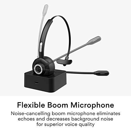 MEE audio H6D Bluetooth Wireless Headset with Boom Microphone and Charging Dock, Black