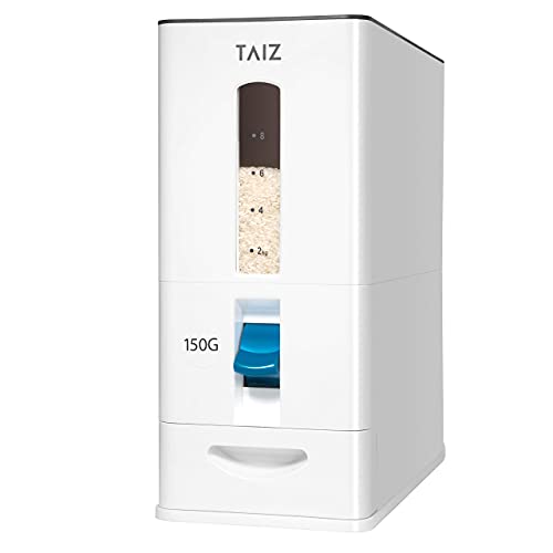 Taiz Rice Dispenser 25 pounds - Rice storage container 25 lbs, Japanese rice container storage 25lbs | Rice Holder, Rice Box, Kitchen Rice Storage Dispenser - Large Grain Dispenser MAX 26 lbs Capacity