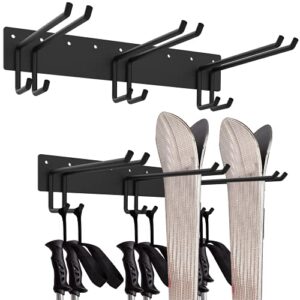 qualward garage organization, tool organizer,garage wall storage rack, 6 holds, ski wall mounted, heavy duty home and garage storage hanger (2 pack)