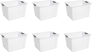 sterilite 16288006 deep ultra basket, white basket w/titanium inserts, 6-pack-2