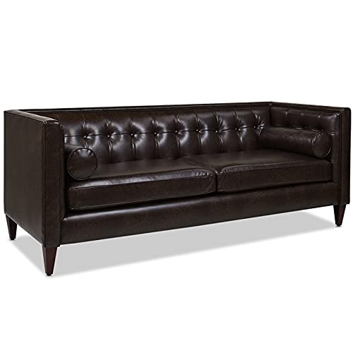 Jennifer Taylor Home Jack, 84" Sofa, Vintage Brown Faux Leather