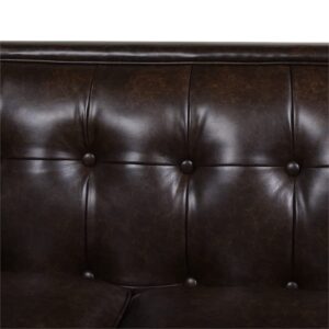 Jennifer Taylor Home Jack, 84" Sofa, Vintage Brown Faux Leather