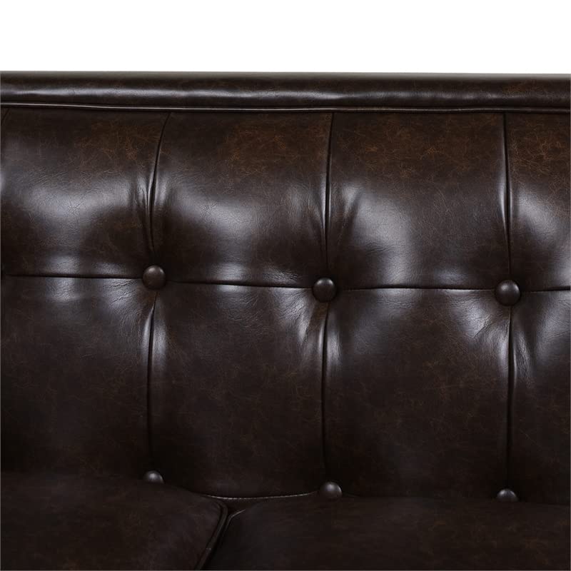 Jennifer Taylor Home Jack, 84" Sofa, Vintage Brown Faux Leather