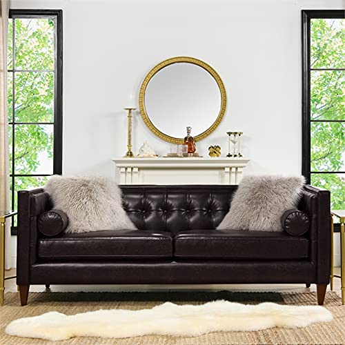 Jennifer Taylor Home Jack, 84" Sofa, Vintage Brown Faux Leather