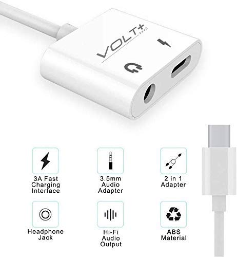 Headphone Aux Adapter Works for Samsung Galaxy S21+ 5G/Plus/Ultra with USB-C 3.5mm Audio & Charging Port Dongle