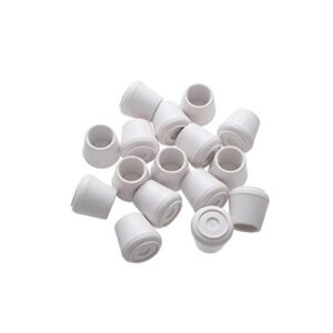 furnigear chair leg tips caps non-slip rubber leg tips 1” inner diameter chair leg floor protectors round white, 16 pack