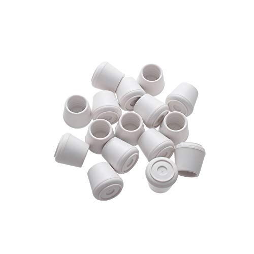 Furnigear Chair Leg Tips Caps Non-Slip Rubber Leg Tips 1” Inner Diameter Chair Leg Floor Protectors Round White, 16 Pack