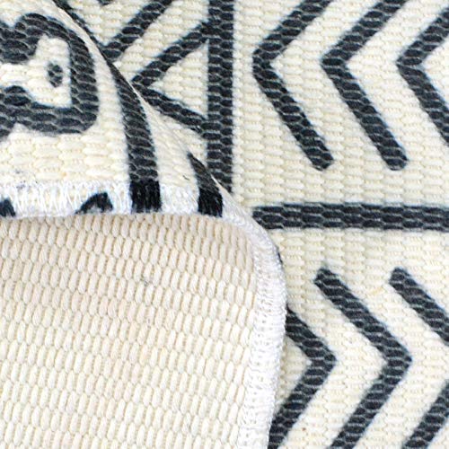 Lacomfy Boho Runner Rug Set 2PC Bathroom Rugs and Mats Black and White Moroccan Floor Mat Throw Rug for Bedroom Living Room Kitchen Laundry Room Farmhouse Decor, Cotton Bohemia Rug with Tassels