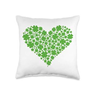 st. patrick's day gifts shamrock heart-st patrick's day throw pillow, 16x16, multicolor