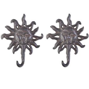 set of 2 sun cast iron wall hanger hooks rack,vintage rustic decorative wall mounted coat hook metal clothes hanger