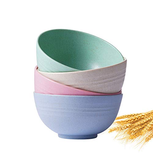 TAO CICADA Cereal Bowls - Set of 4 Wheat Straw Fiber Bowls，Unbreakable & Lightweight for Snacks, Rice, Condiments, Side Dishes, or Ice Cream, Dishwasher & Microwave Safe